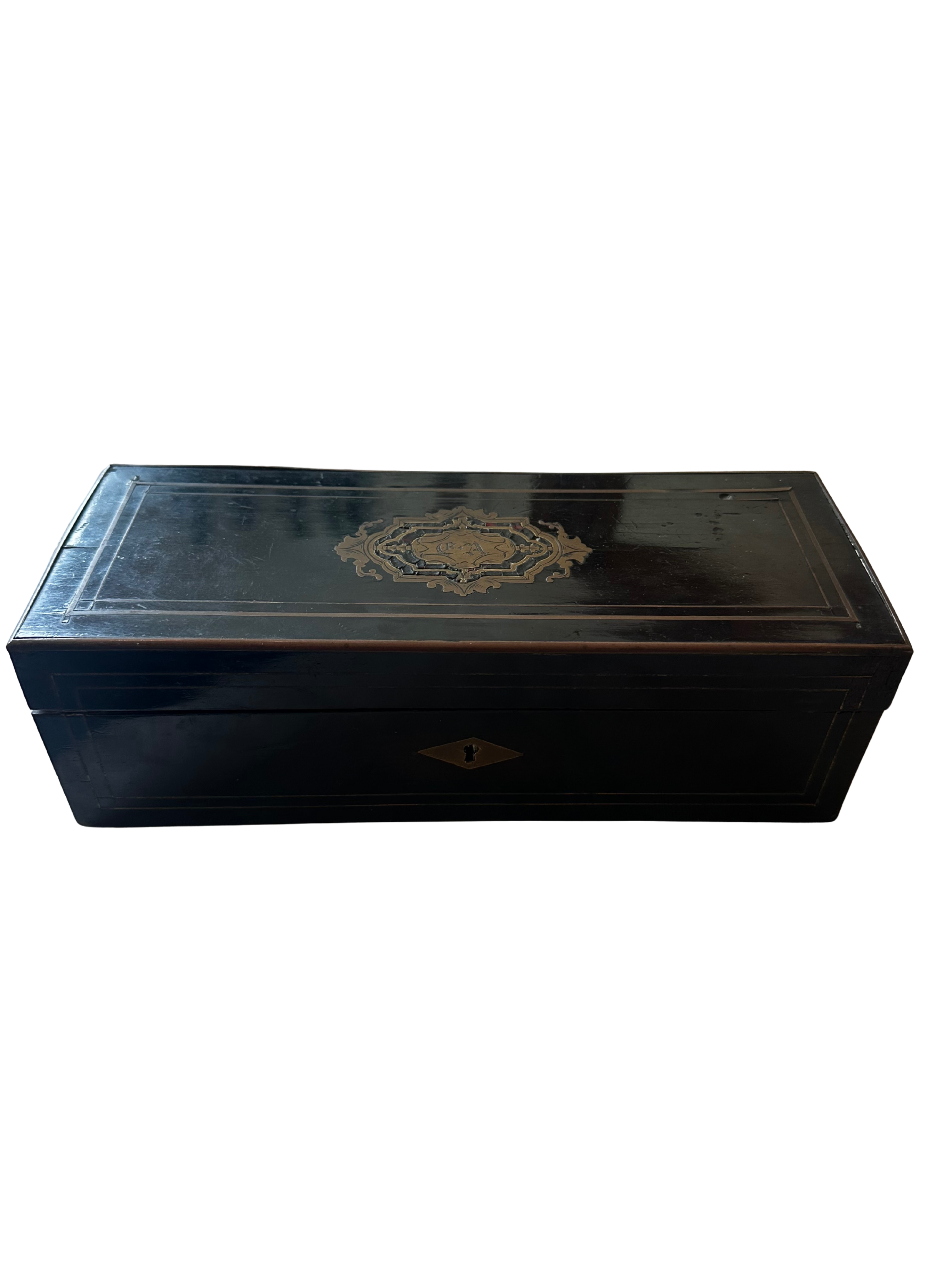 19th C Ebonized Napoleon III Fall-Front Glove Box (EA Monogram) – For ...