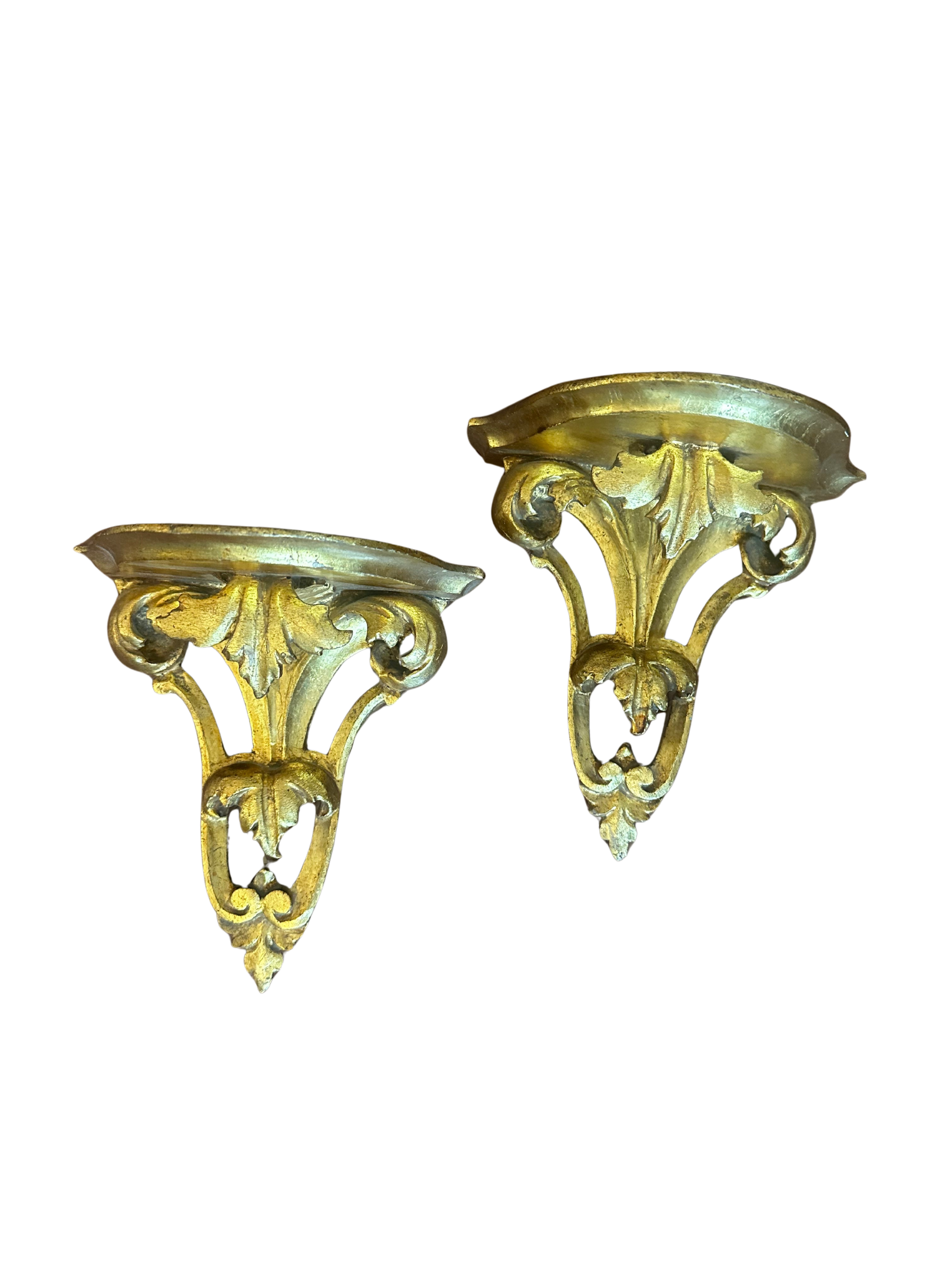 Pair of Antique Giltwood Architectural Wall Brackets/Shelves (Louis XV ...